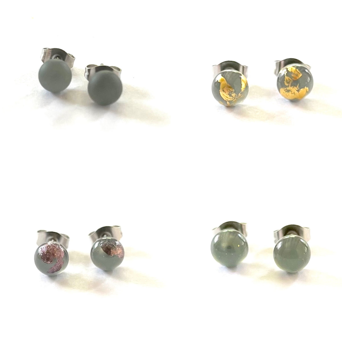 Graphite and Palladium Handmade Glass Stud Earrings – Helen Chalmers ...